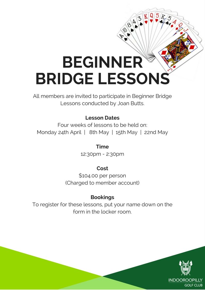Beginner Bridge Lessons - Indooroopilly Golf ClubIndooroopilly Golf Club