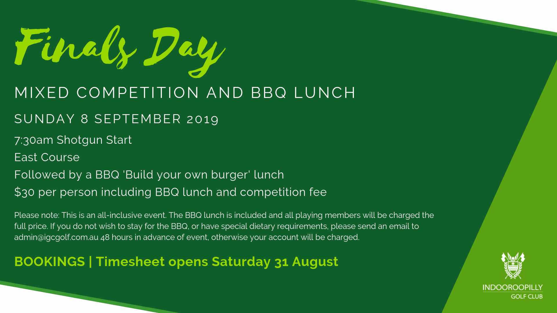 Finals Day | Mixed Competition and BBQ Lunch - Indooroopilly Golf ...