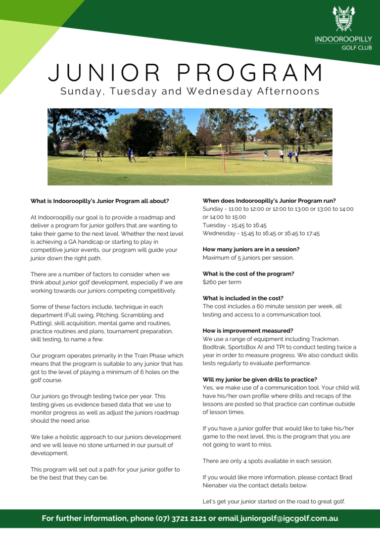 Indooroopilly Junior Golf Program - Train Phase - Indooroopilly Golf ...
